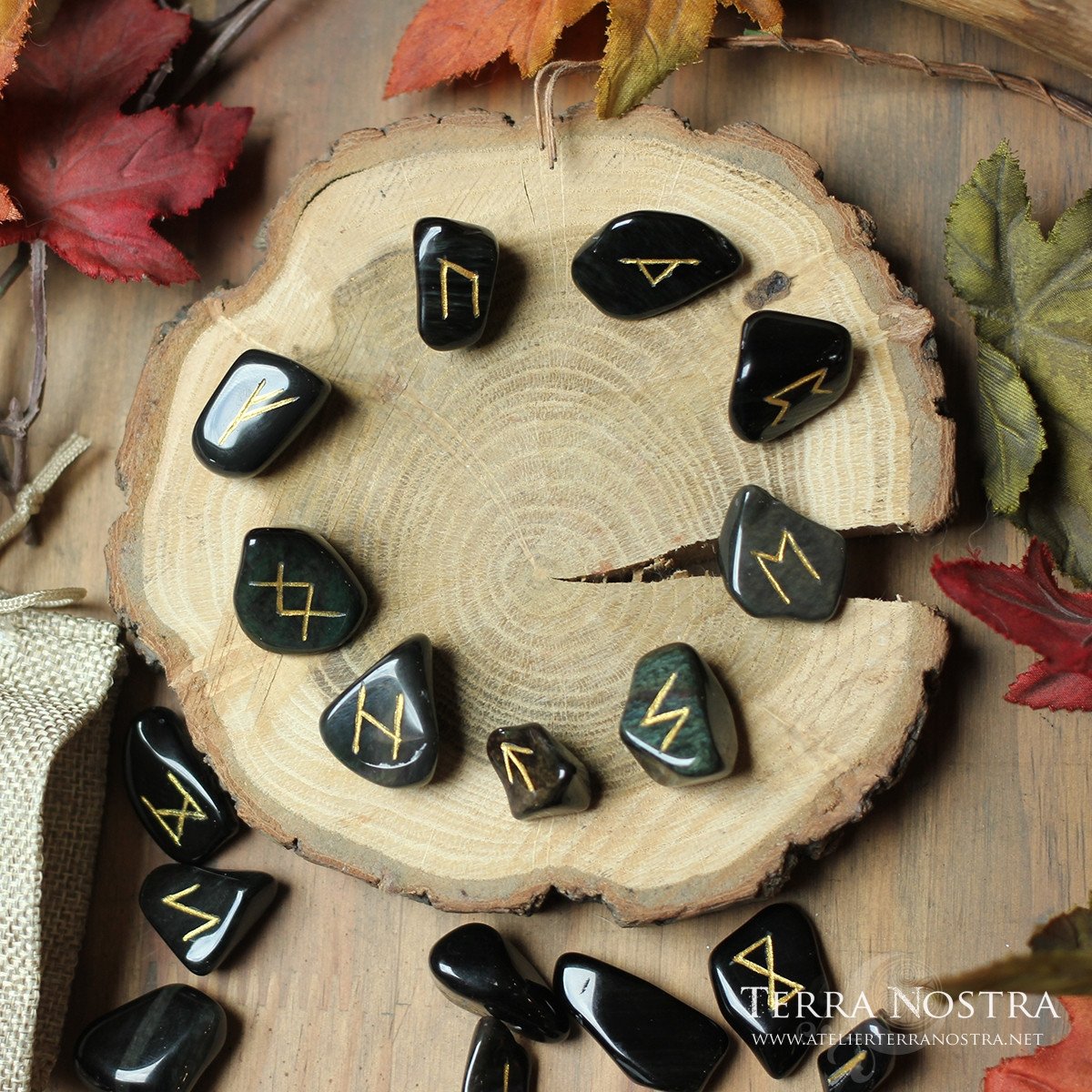 Set de 25 Runes en obsidienne oeil céleste