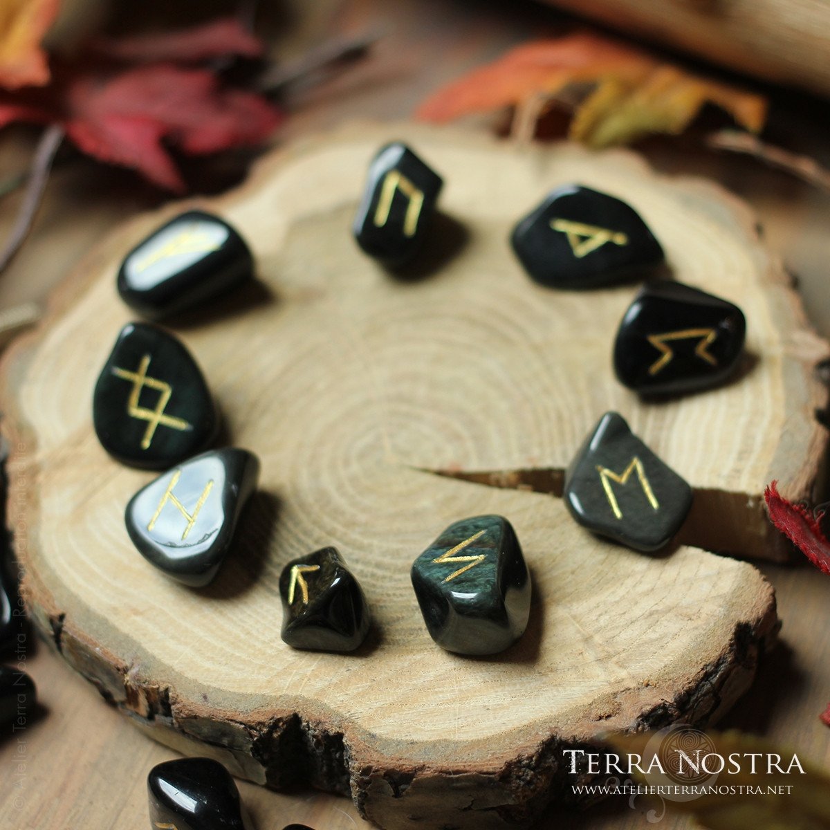 Set de 25 Runes en obsidienne oeil céleste